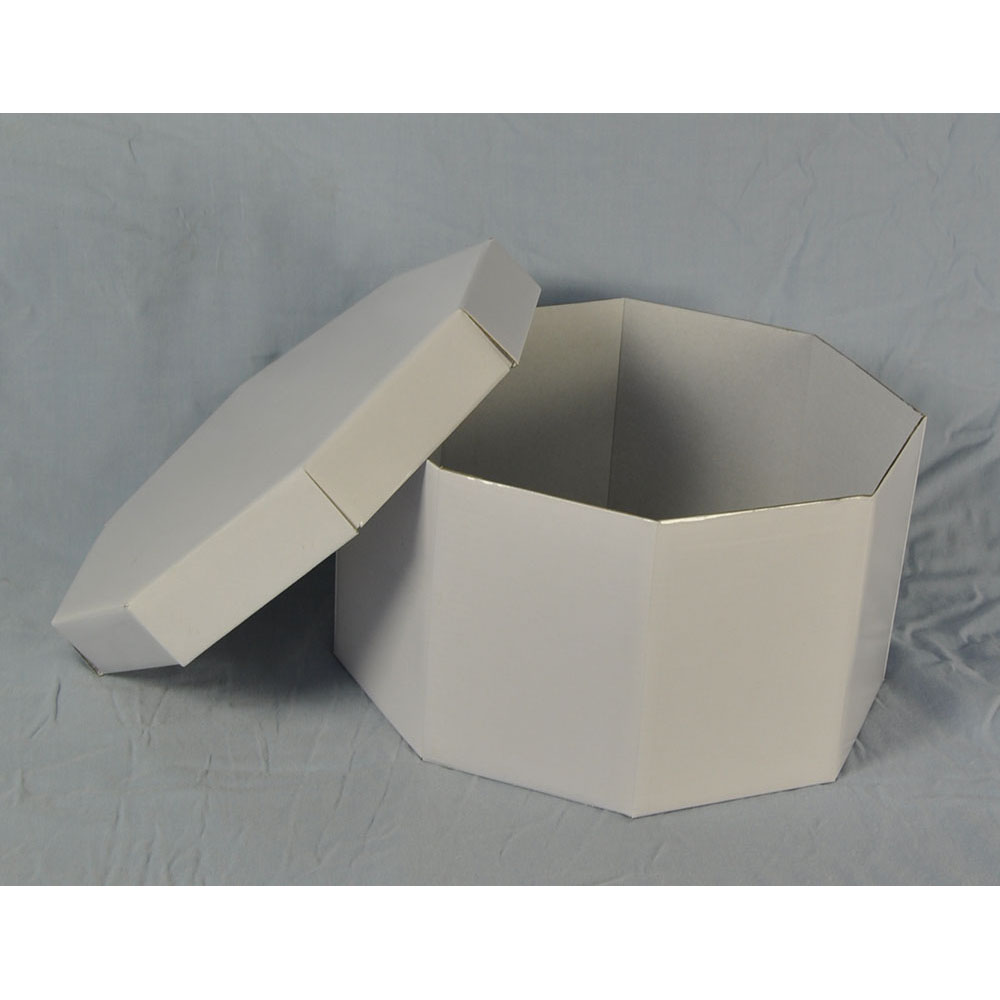 Octagonal White Box with Lid (24x24x14H cm; Foldable, in 2 pcs flat ...