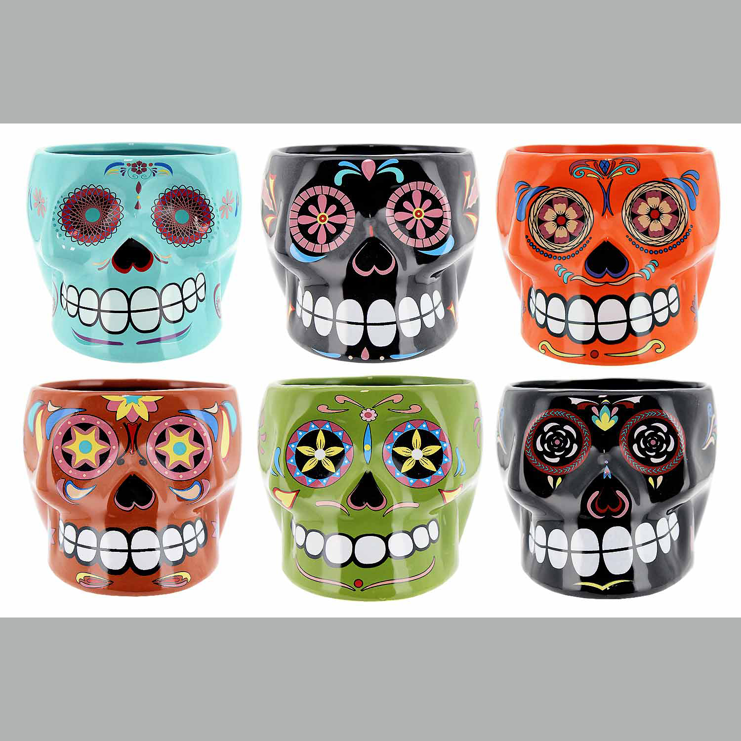 Skull Pot (L size) 15x17x12 H cm; ctn of 6 pcs (mixed 6 colours) PICK ...
