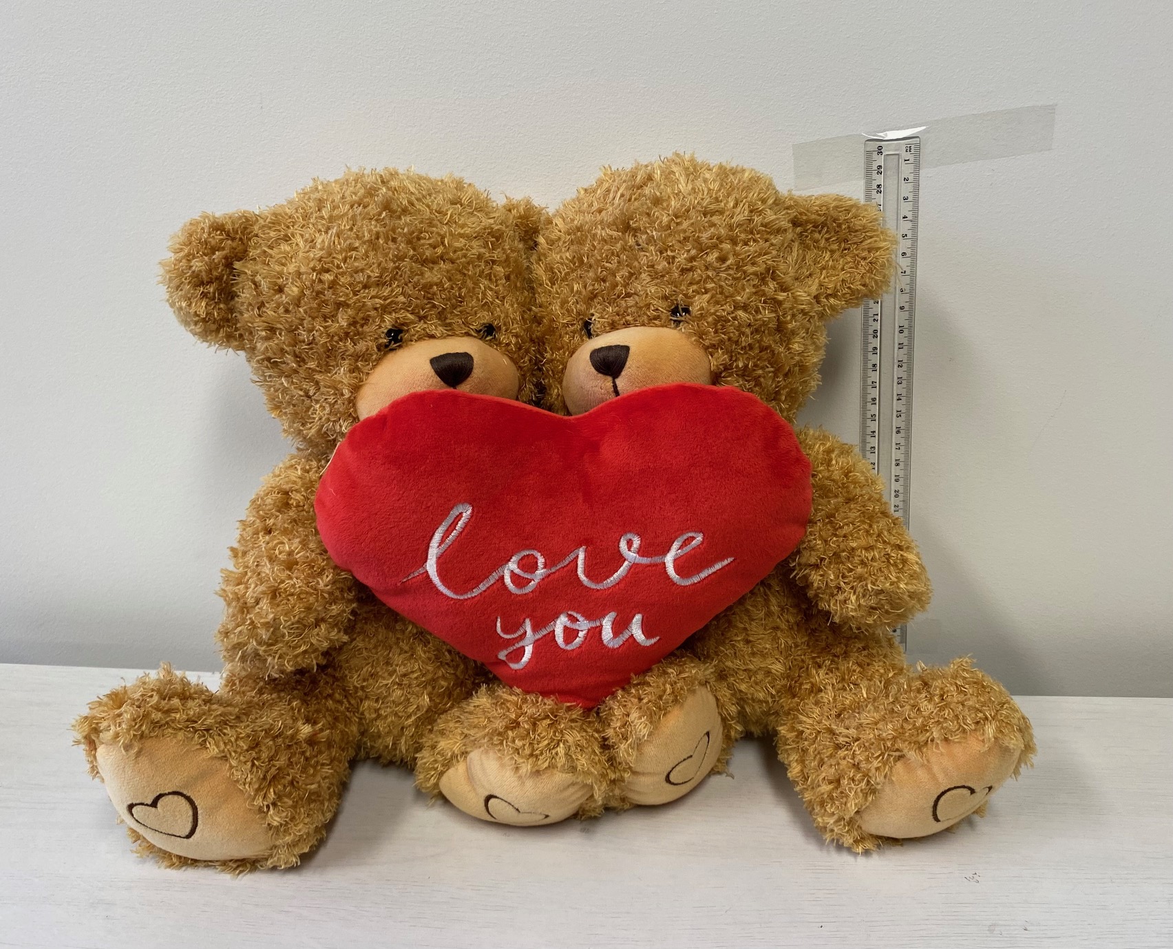 Double 28cm "Harrison" Bear with Red Heart (White/Brown/Pink/Purple ...