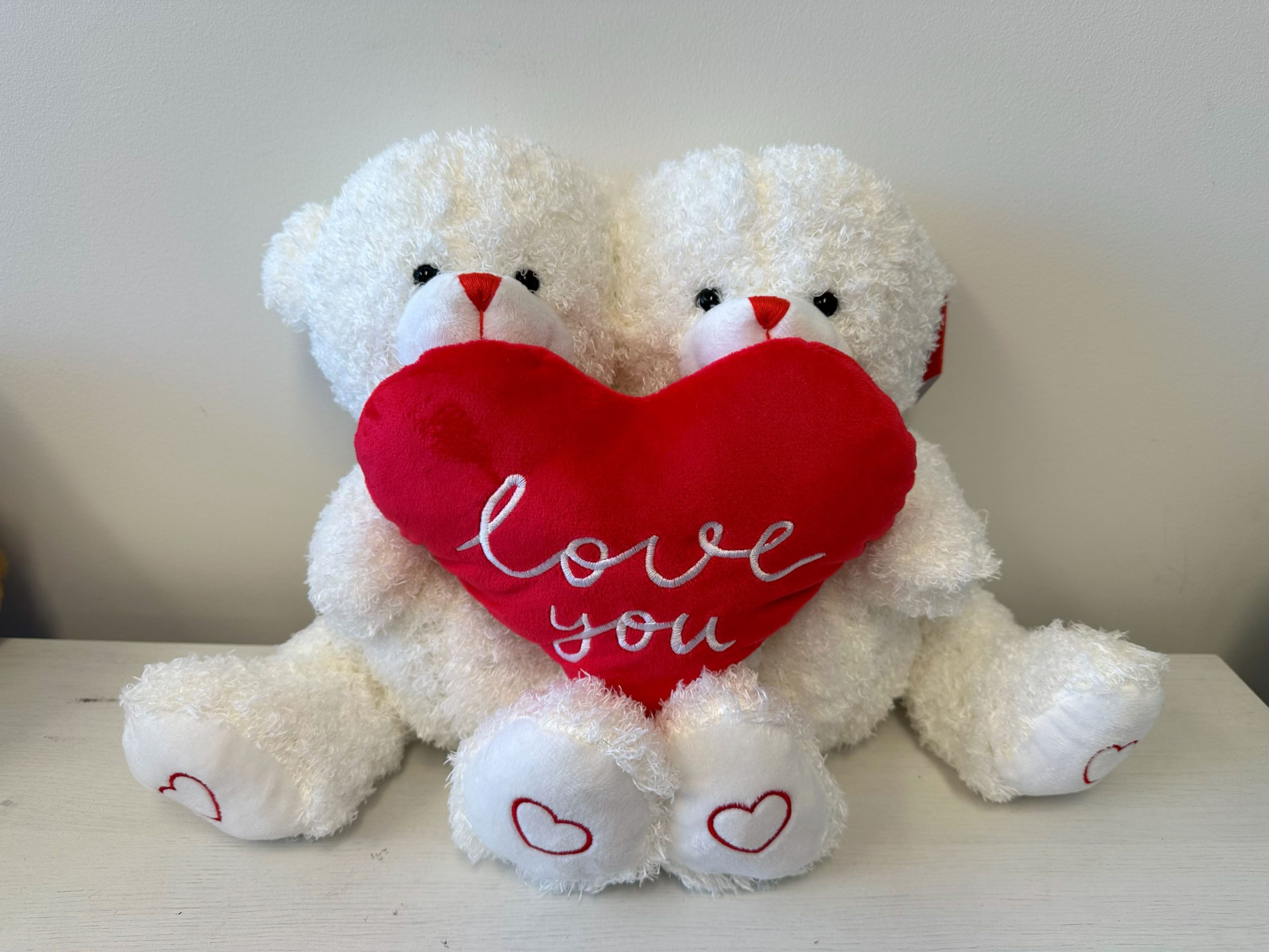 Double 28cm "Harrison" Bear with Red Heart (White/Brown/Pink/Purple ...