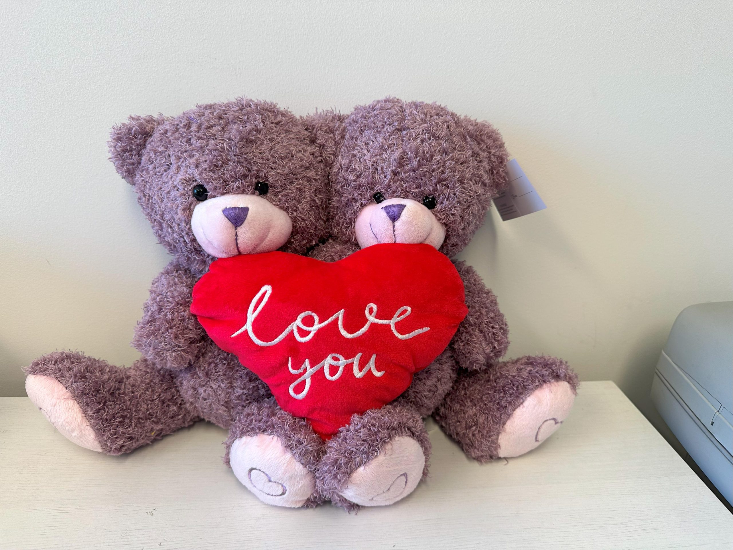 Double 28cm "Harrison" Bear with Red Heart (White/Brown/Pink/Purple ...